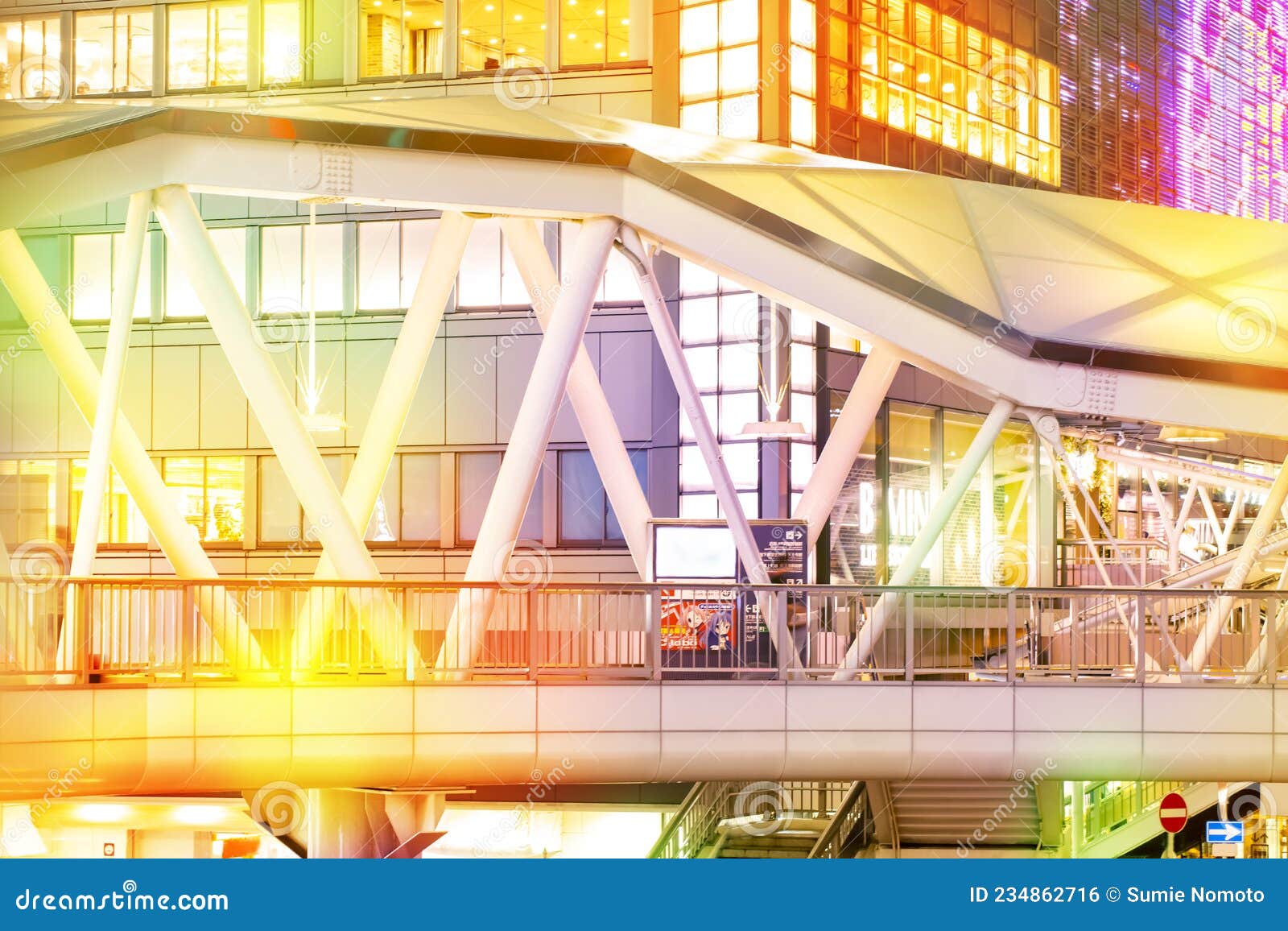 Night of the Abeno Pedestrian Bridge. Osaka Stock Photo - Image of ...