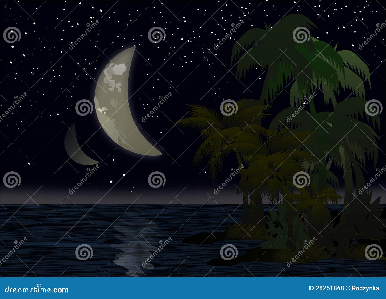 Night Above The Pacific Ocean Stock Illustration - Illustration of ...