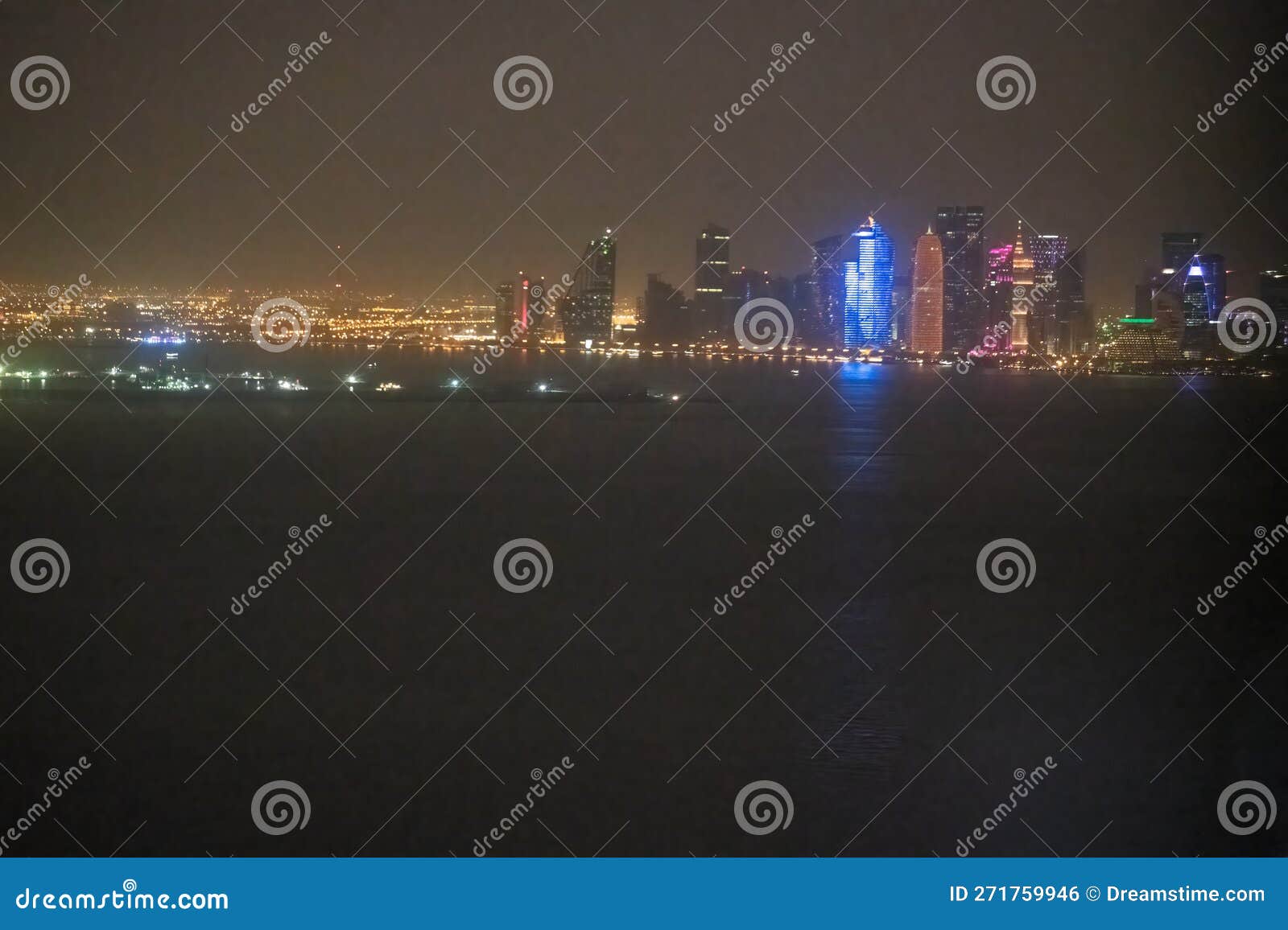Night Aerial View of Doha Modern Skyline from the Sea Editorial Photo ...