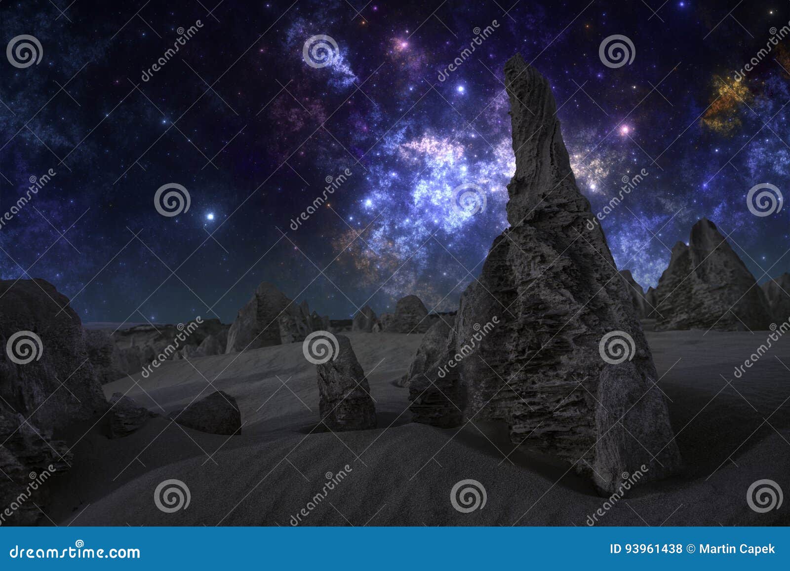 Night on the alien planet stock illustration. Illustration of fiction ...