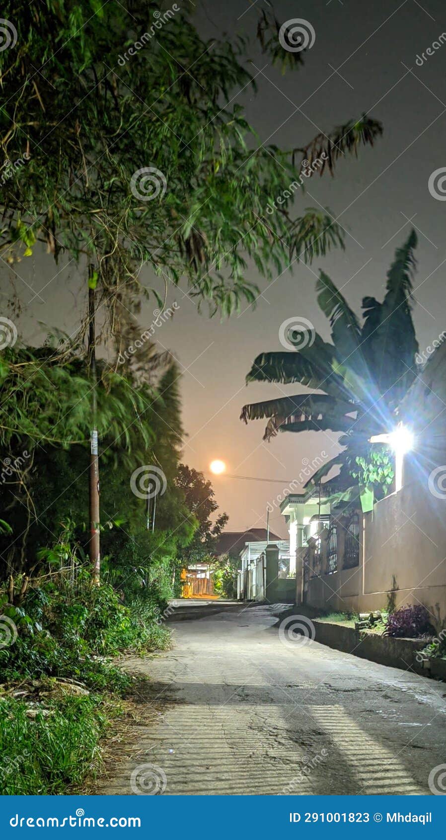 The Night Atmosphere with the Moon is Very Beautiful Stock Image ...