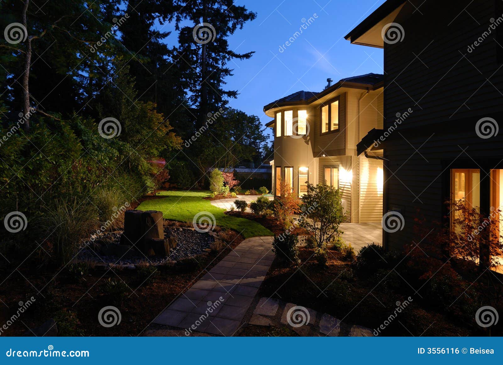 Night at the backyard stock photo. Image of house, night - 3556116