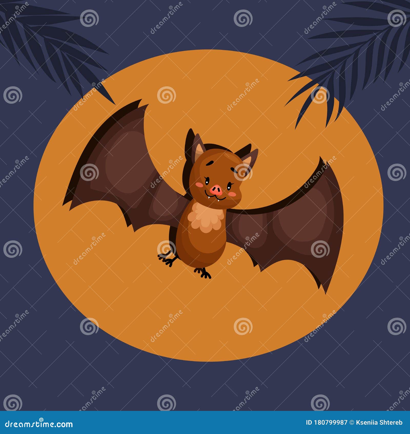Night Bat Flying. Cartoon Vector Wild Animals Illustrations Stock ...