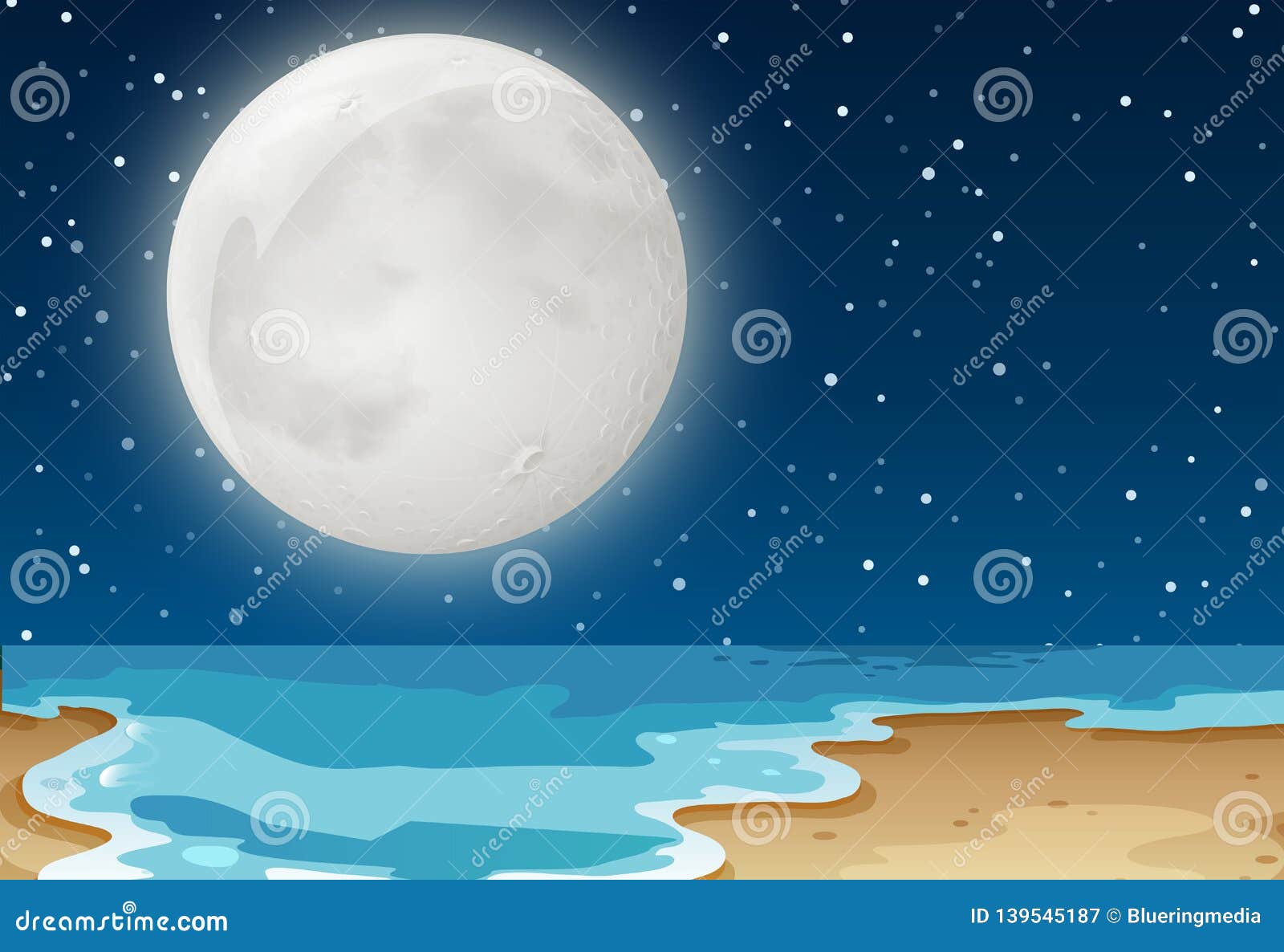 A night beach scene stock vector. Illustration of nature - 139545187