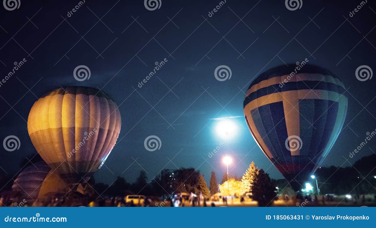 Night Big Balloons for Flying in the Moonlight Stock Image - Image of ...