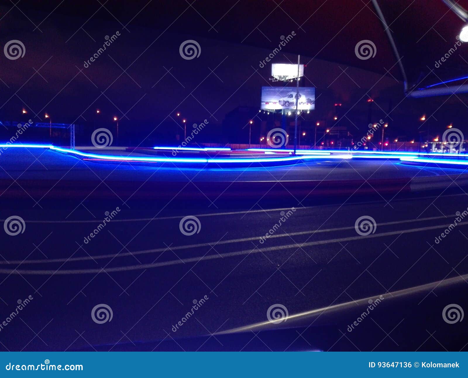 Night Neon Light Race Kart Road in Outdoor Industry Stock Photo - Image ...