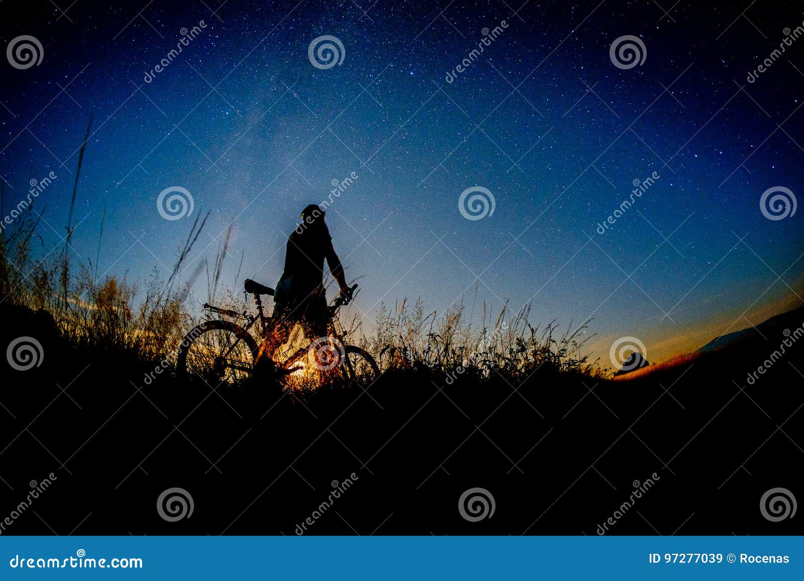 Night biker stock image. Image of gazing, biking, biker - 97277039