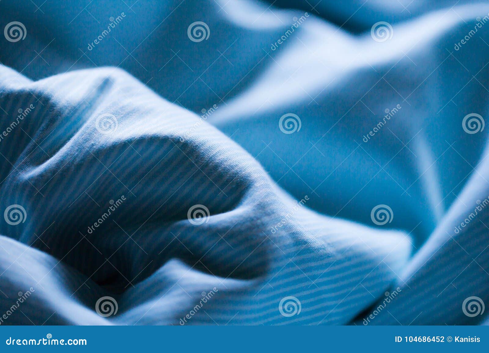 Night Blue Sheet on the Sleep Bed Stock Photo - Image of clean ...