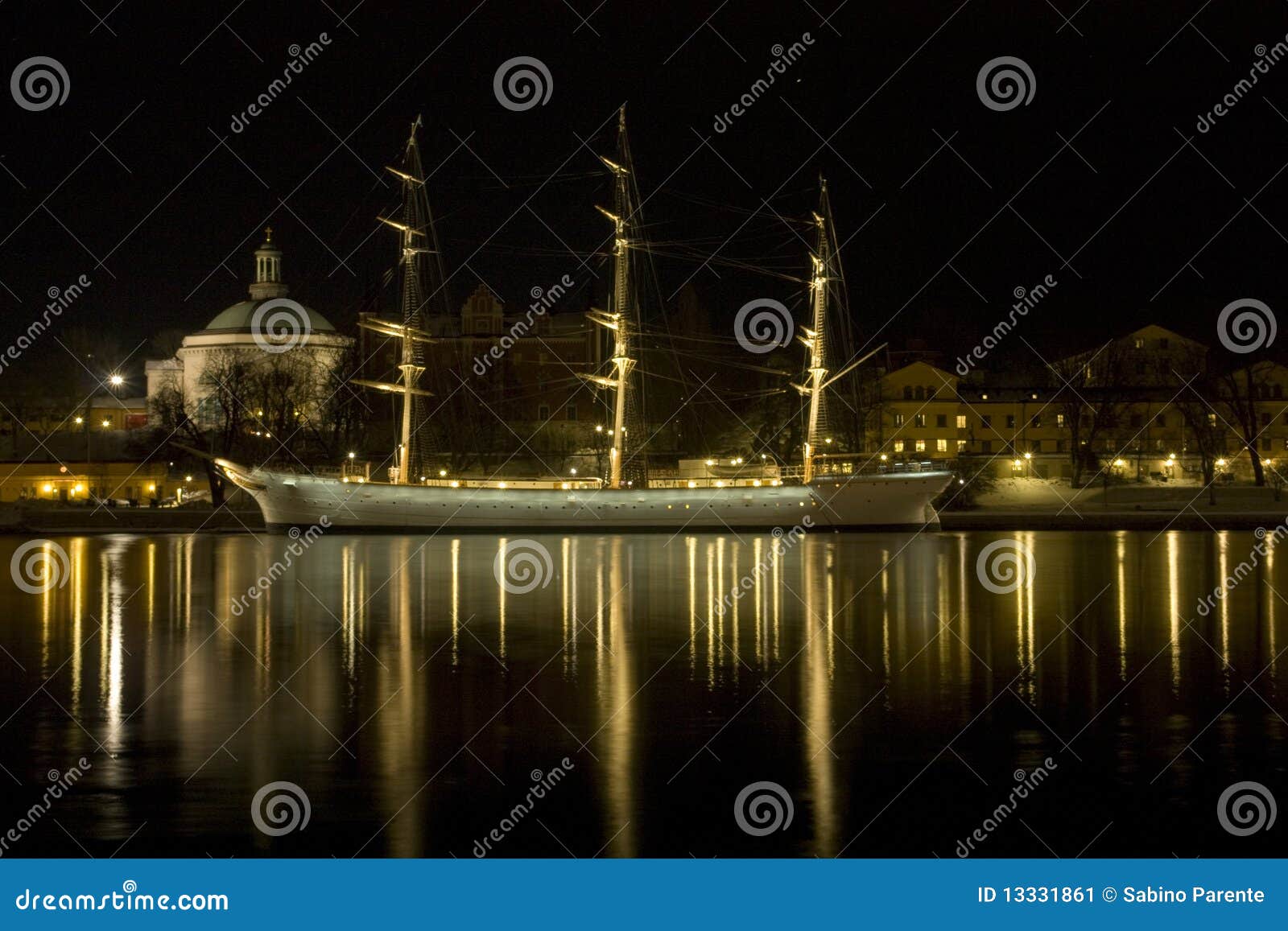 Night boat stock image. Image of skyline, horizontal - 13331861