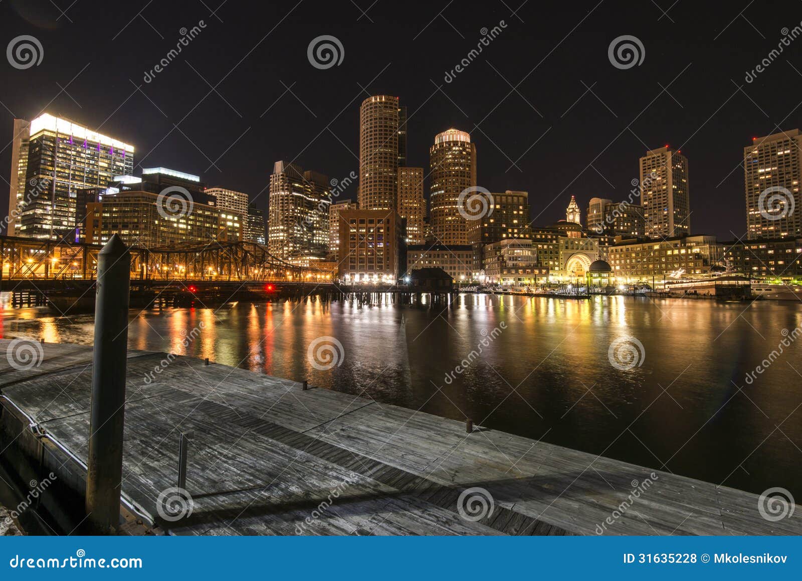 Night Boston stock photo. Image of architecture, city - 31635228