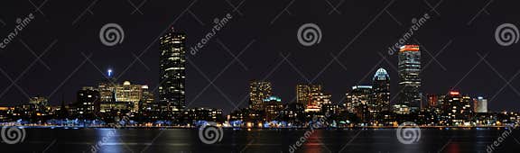 Night Boston Panorama stock image. Image of america, river - 19213713