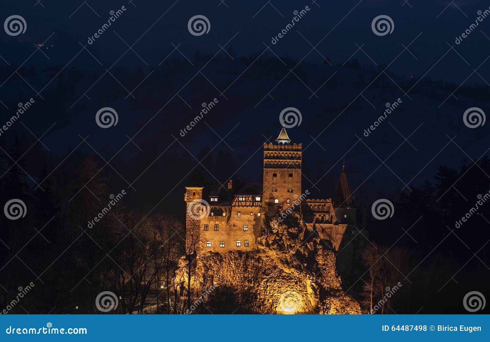 Night Bran castle stock photo. Image of winter, bran - 64487498