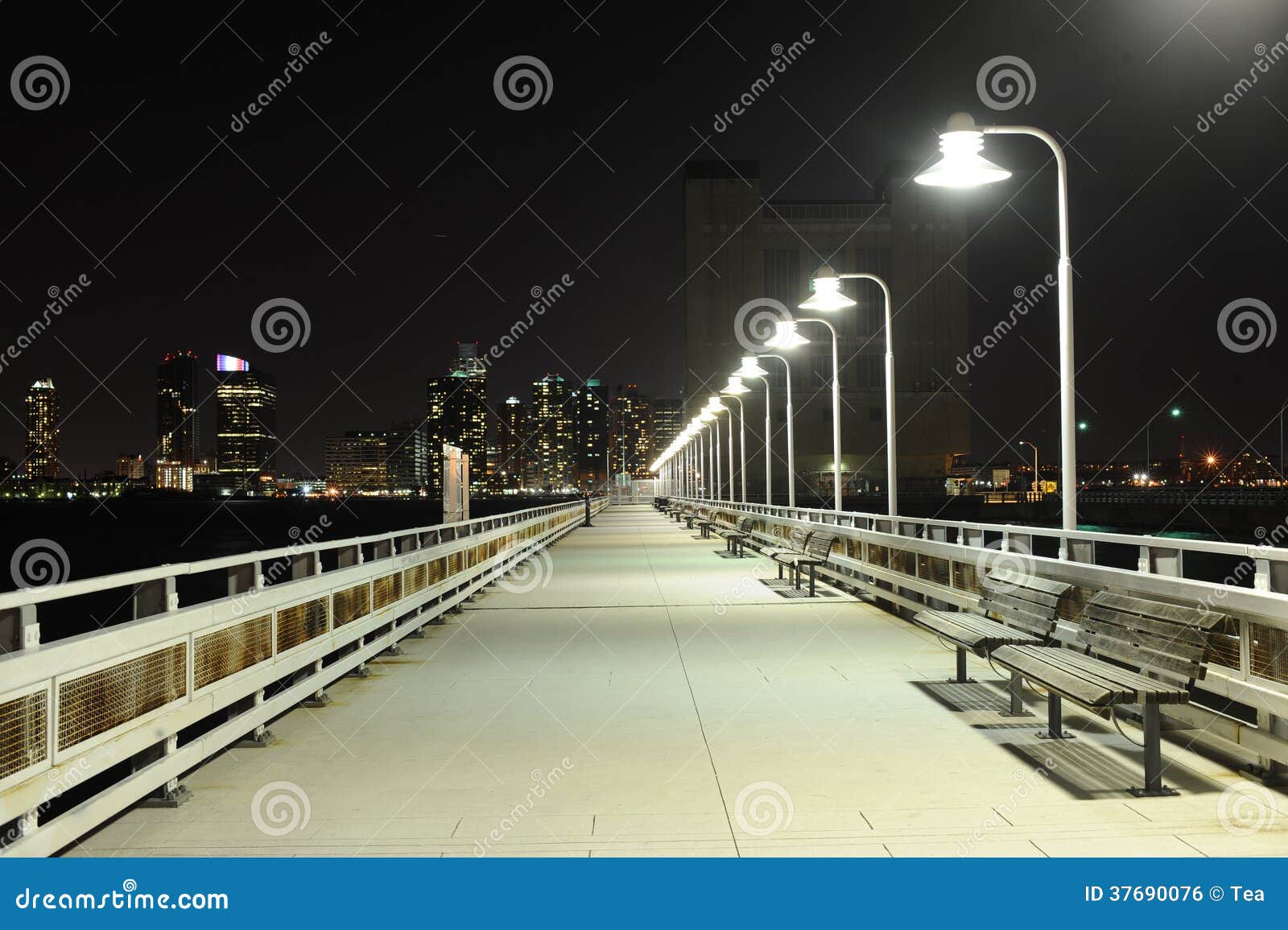 Night bridge with lanterns stock photo. Image of skyscraper - 37690076