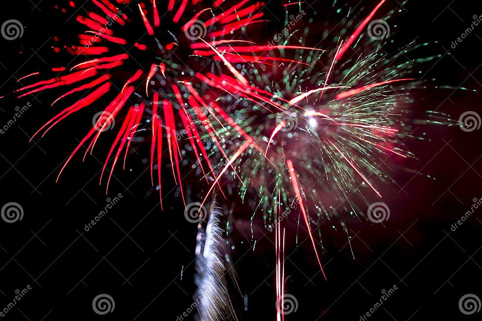 Night Burst of Beautiful Firework Celebration with Colorful Glow ...