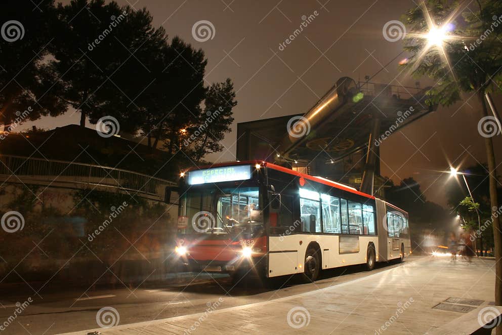 Night bus stock image. Image of dramatic, street, pink - 6996793