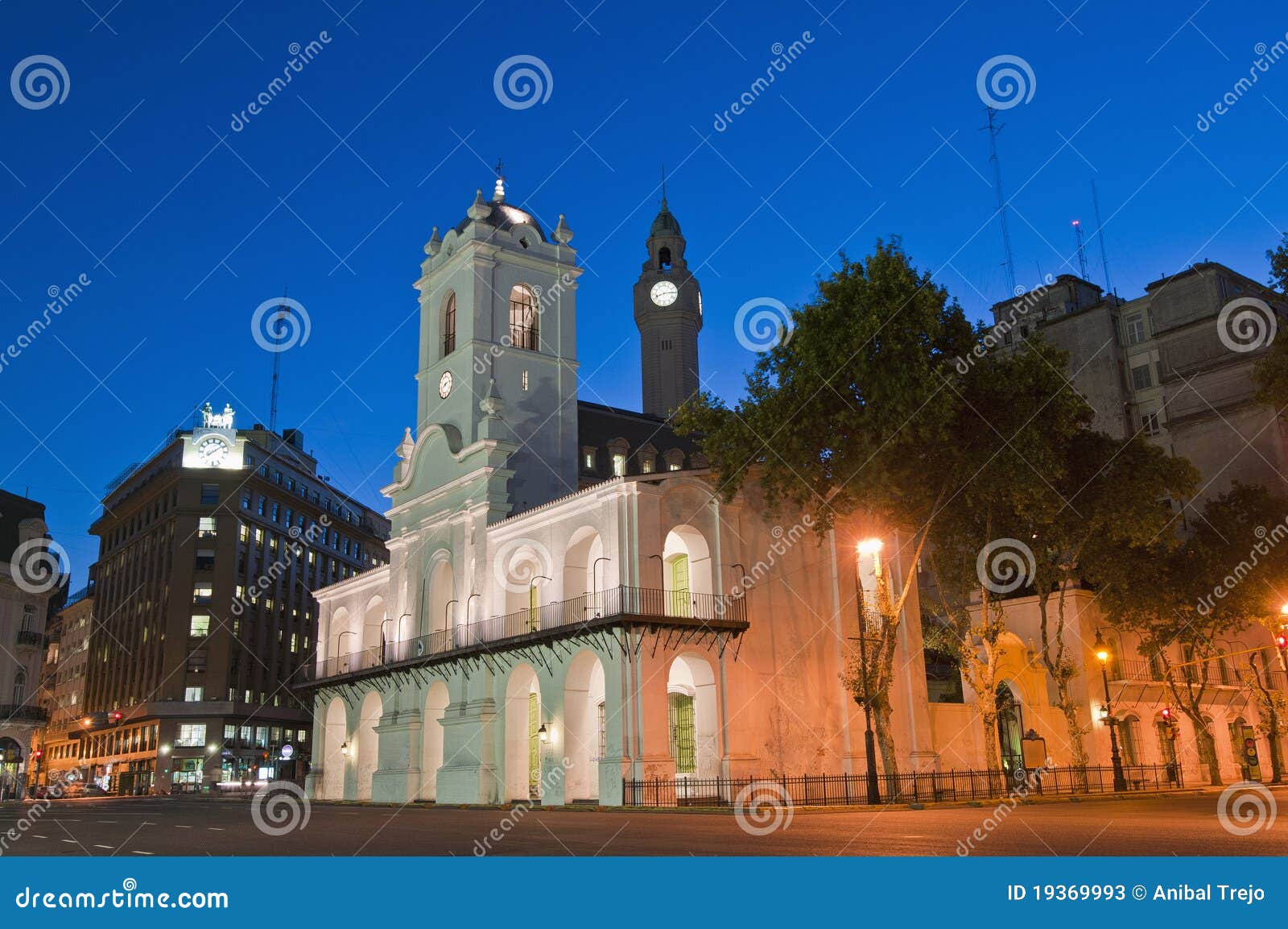 Night on Cabildo Building at Buenos Aires Stock Image - Image of ...
