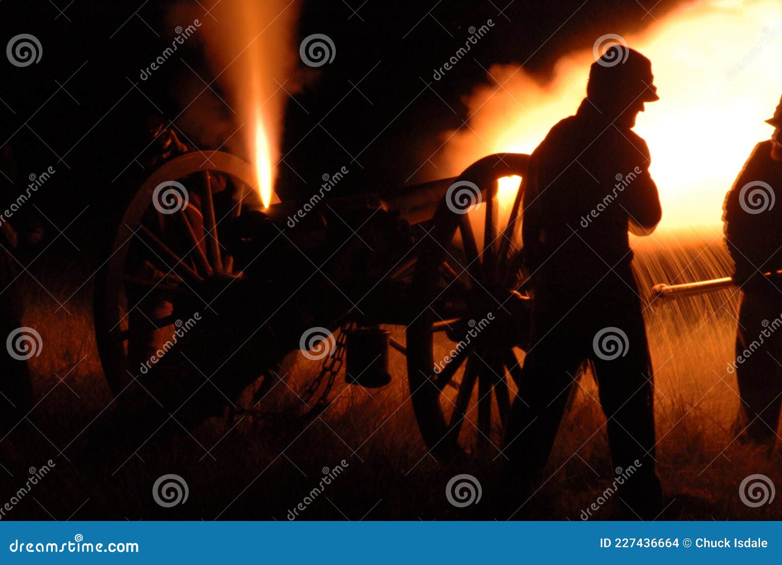 Night cannon fire stock photo. Image of reenactment - 227436664