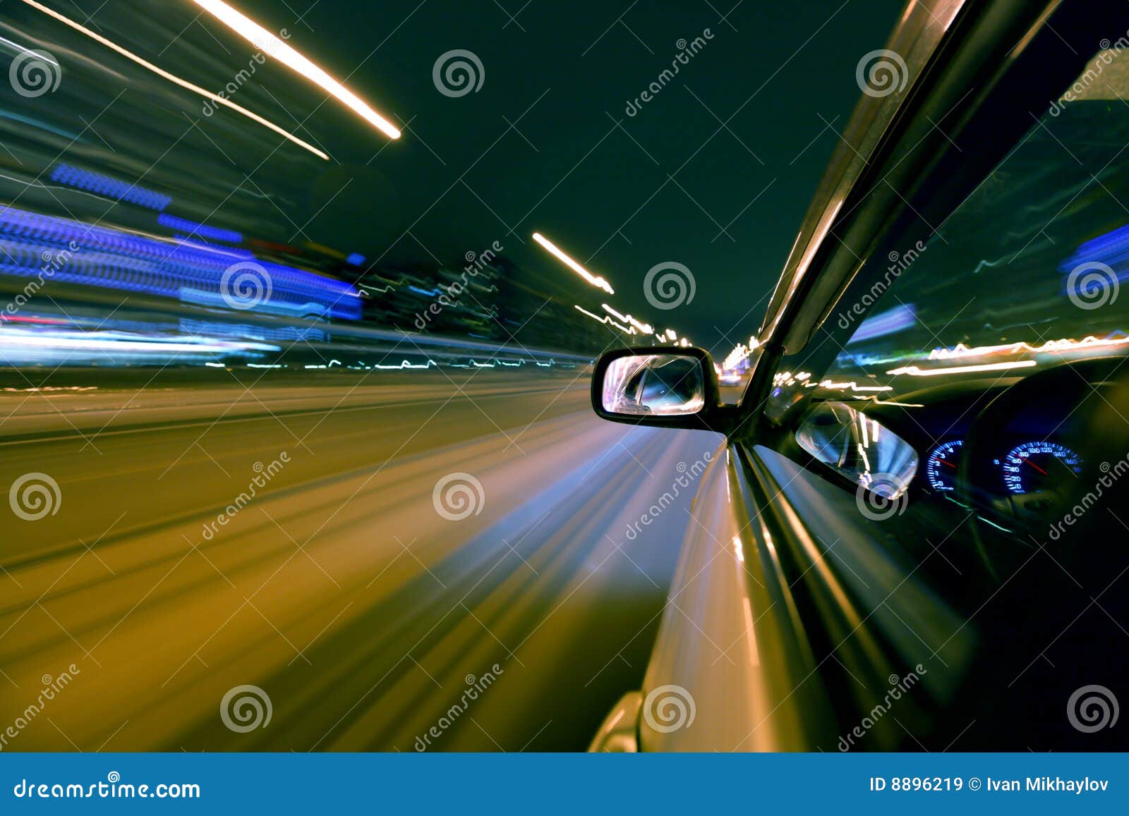 Night car drive stock image. Image of background, accelerated - 8896219