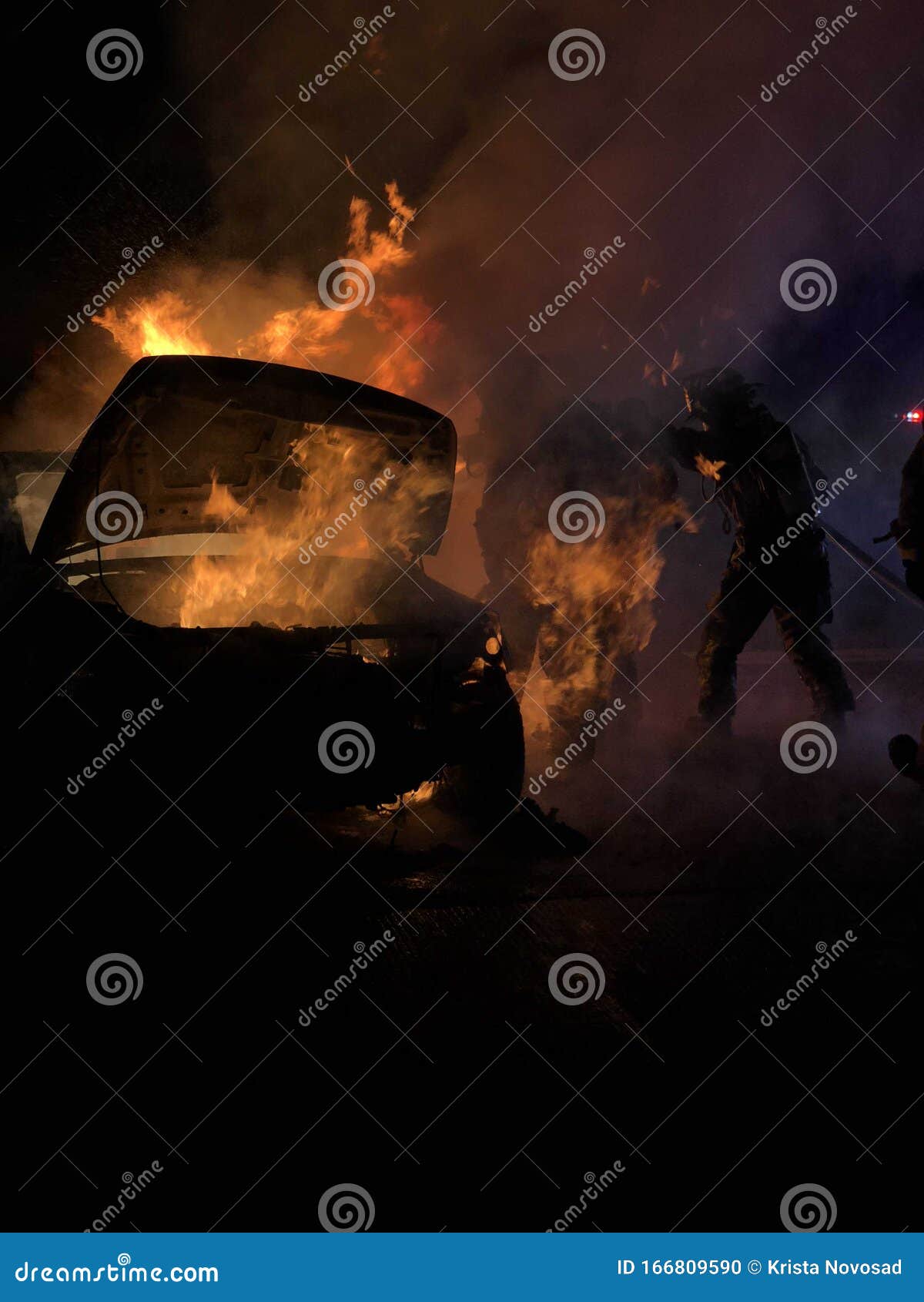 Night Car fire stock photo. Image of crfd, fire, night - 166809590