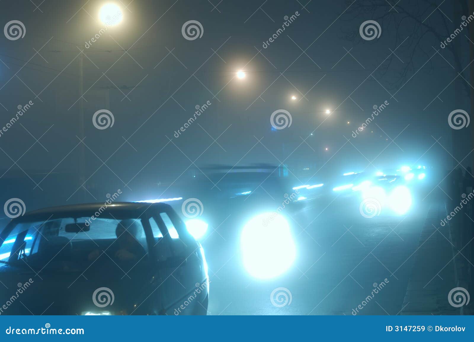 Night car in mist stock image. Image of road, equipment - 3147259