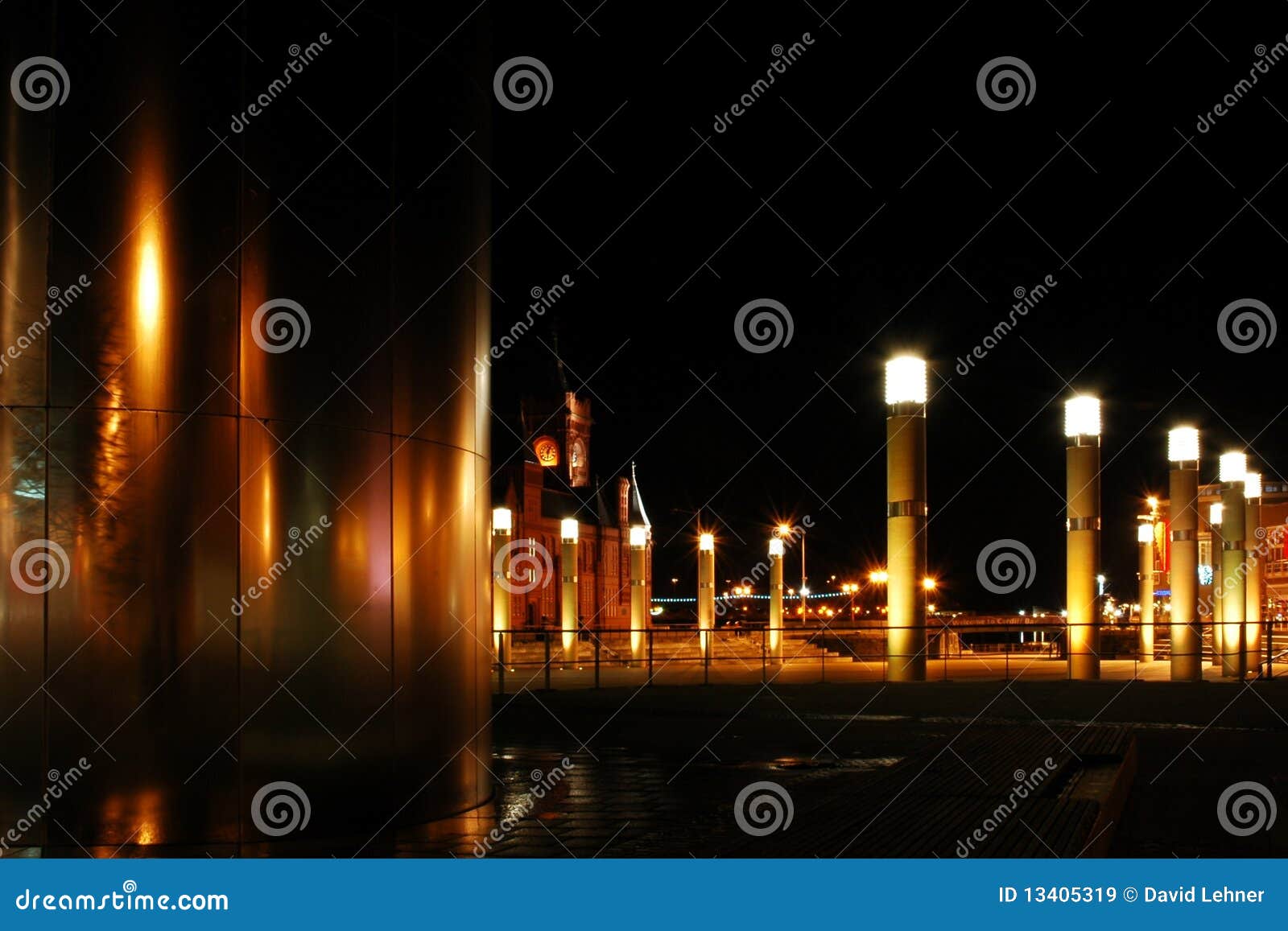 Night cardiff bay stock image. Image of building, cardiff - 13405319