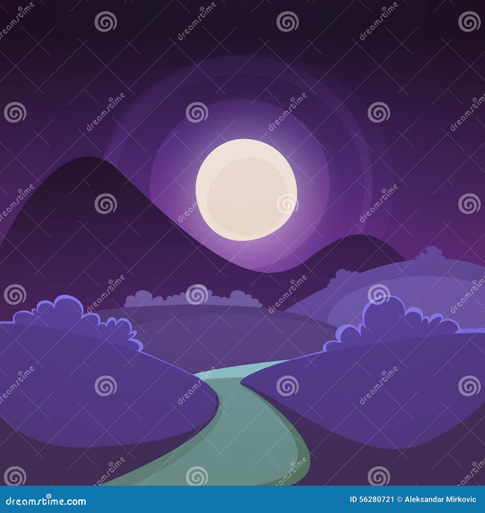Night Cartoon Landscape stock vector. Illustration of summer - 56280721