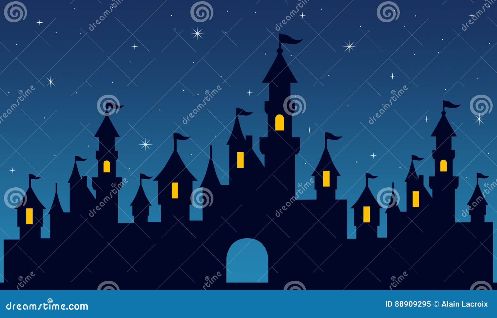 Night castle stock illustration. Illustration of midnight - 88909295
