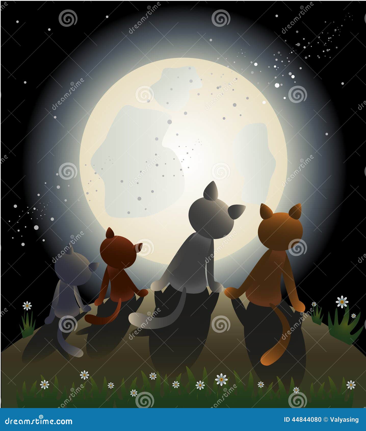 Night cats stock vector. Illustration of cats, glade - 44844080