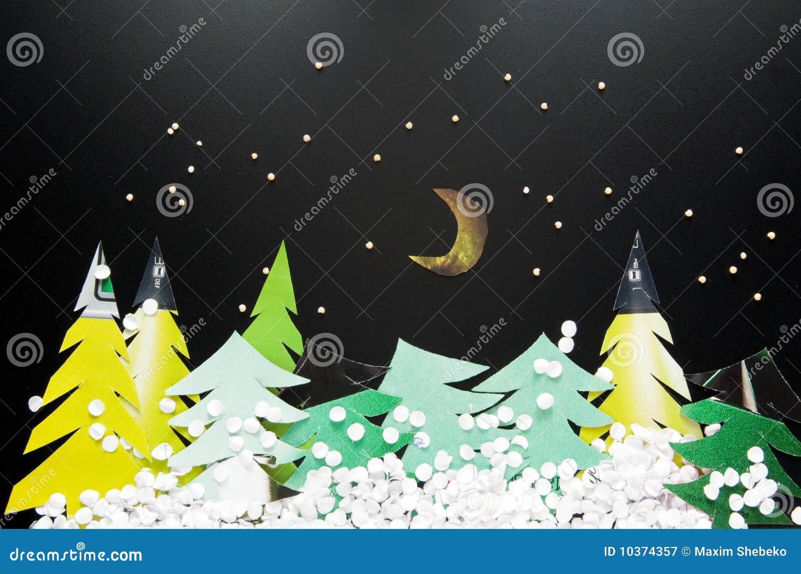 Night at Christmas forest stock image. Image of xmas - 10374357