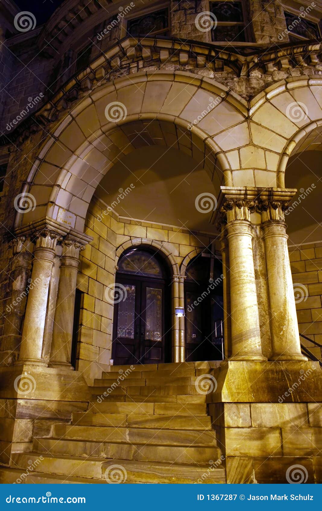 Night Church Steps stock image. Image of entrance, doors - 1367287