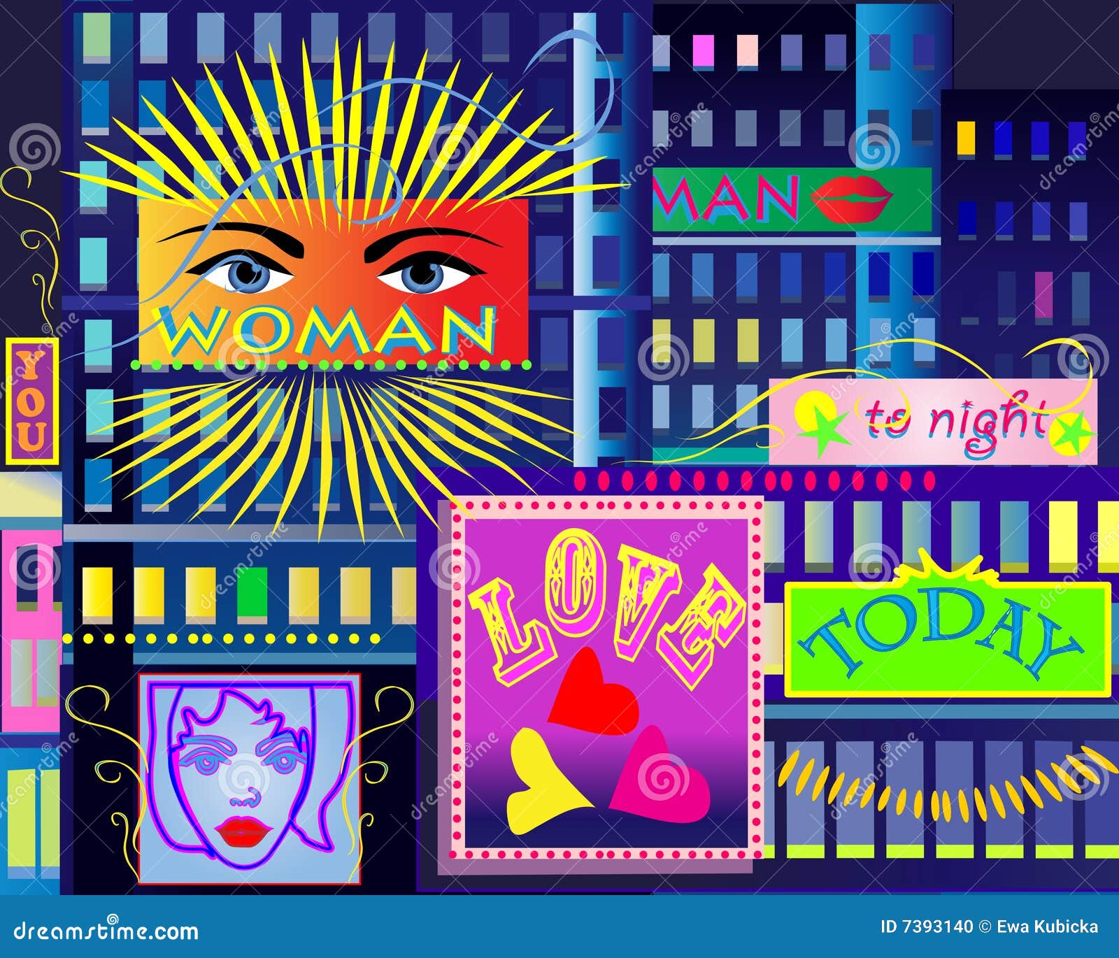 Night city stock vector. Illustration of house, mall, life - 7393140