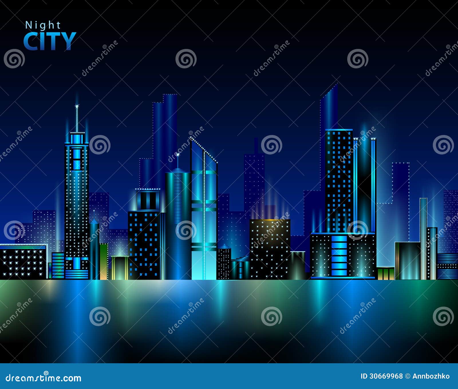 Night city stock vector. Illustration of dock, office - 30669968