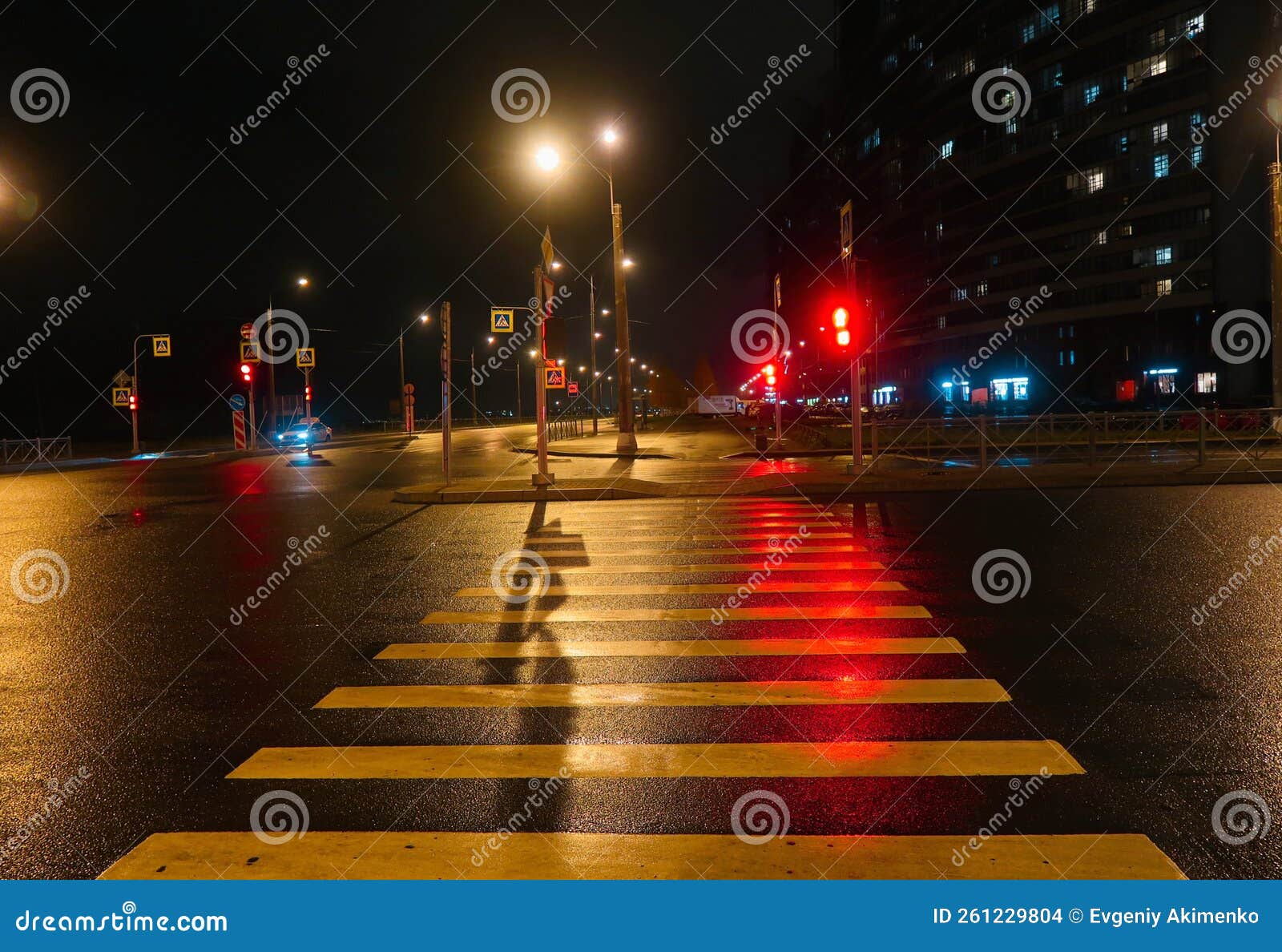 Night in the city block stock photo. Image of lane, road - 261229804