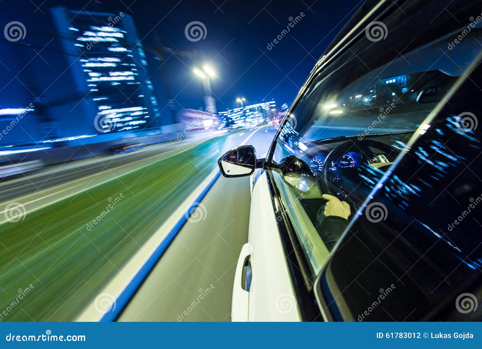 Night City from the Car Back View. Stock Photo - Image of dark ...