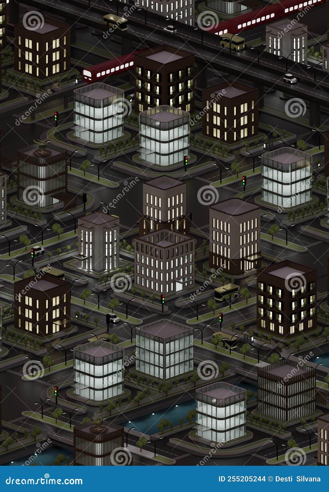 Night City 3D Render Illustration 06 Stock Illustration - Illustration ...