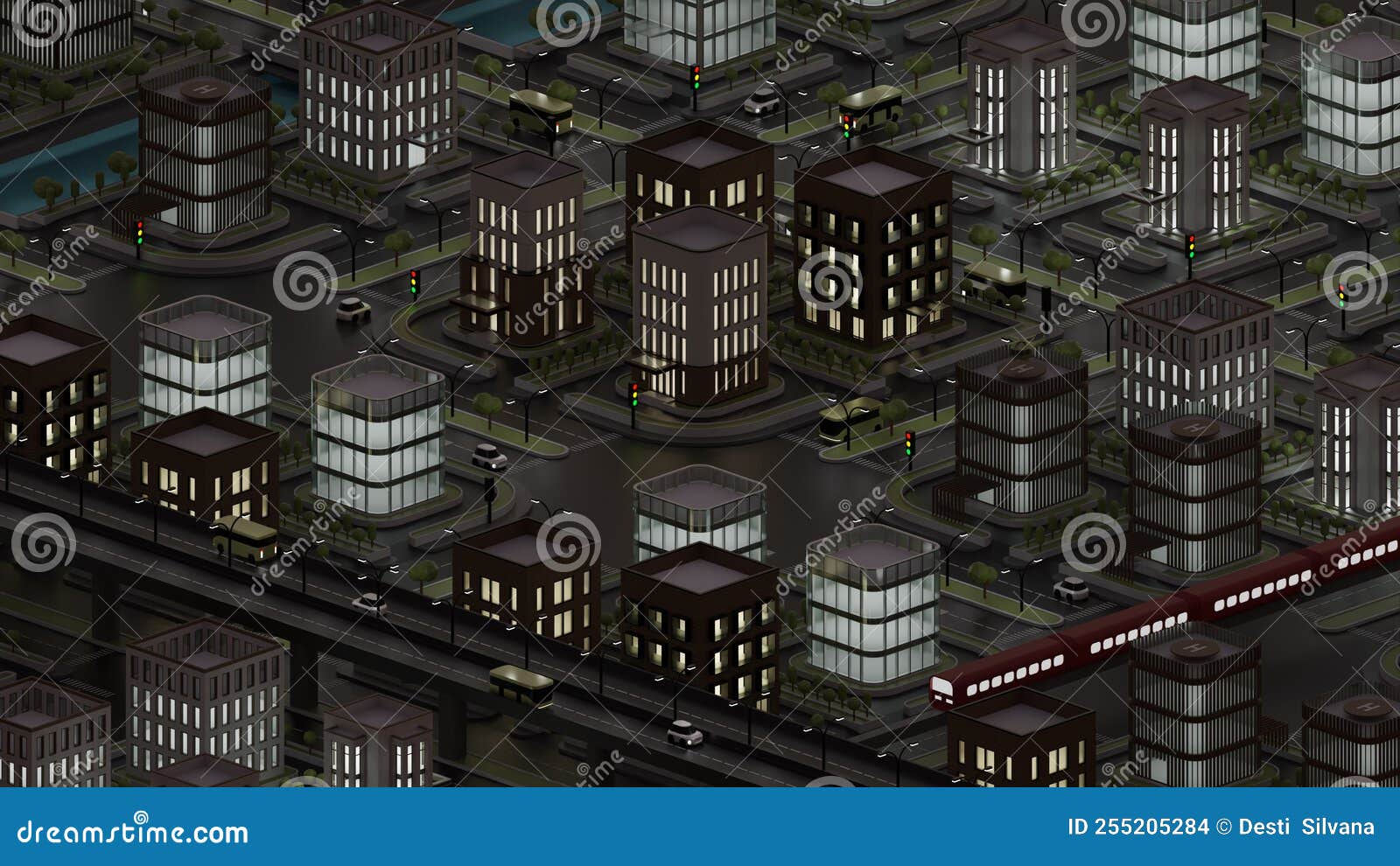 Night City 3D Render Illustration 08 Stock Illustration - Illustration ...