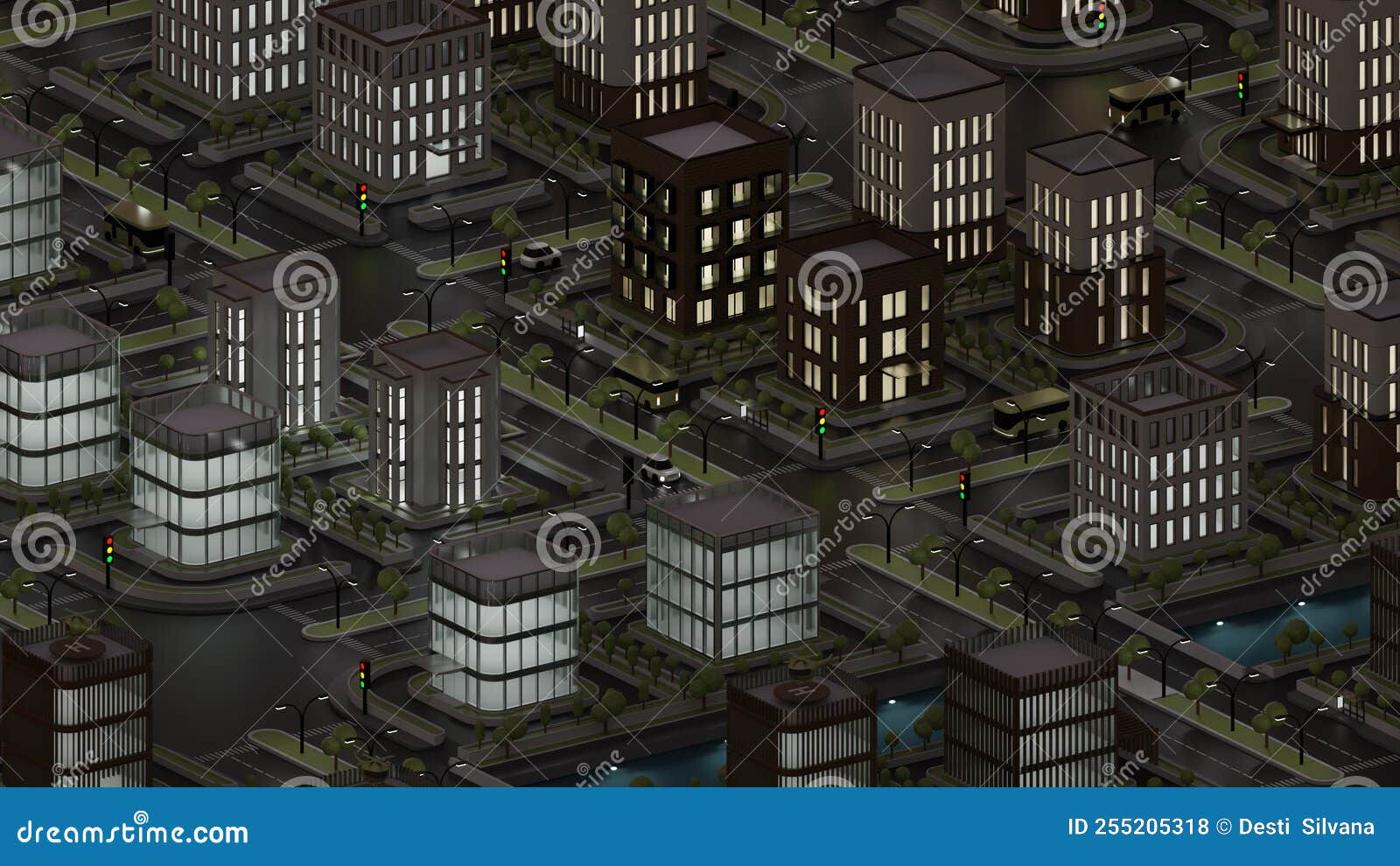 Night City 3D Render Illustration 09 Stock Illustration - Illustration ...