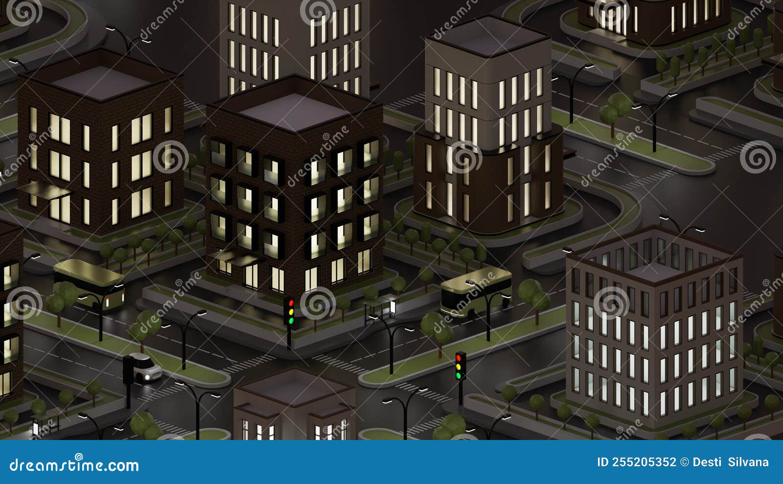Night City 3D Render Illustration 10 Stock Illustration - Illustration ...
