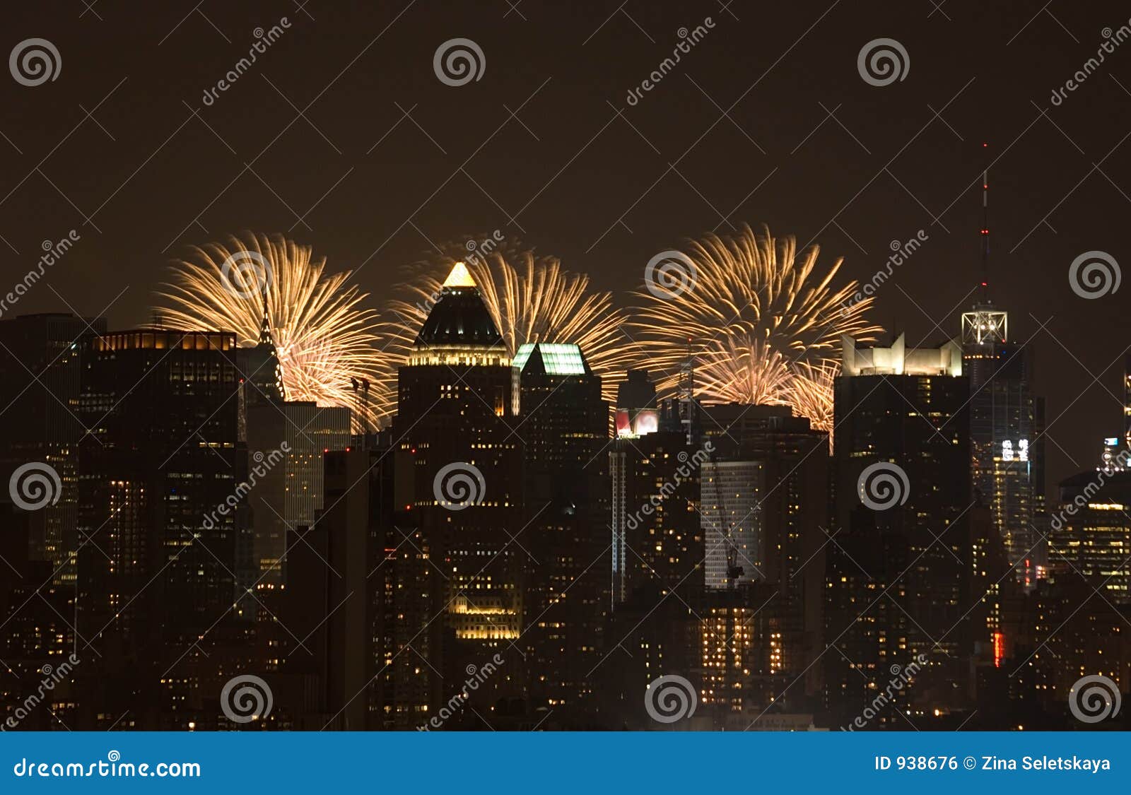 Night City with Fireworks on the Background Stock Photo - Image of ...