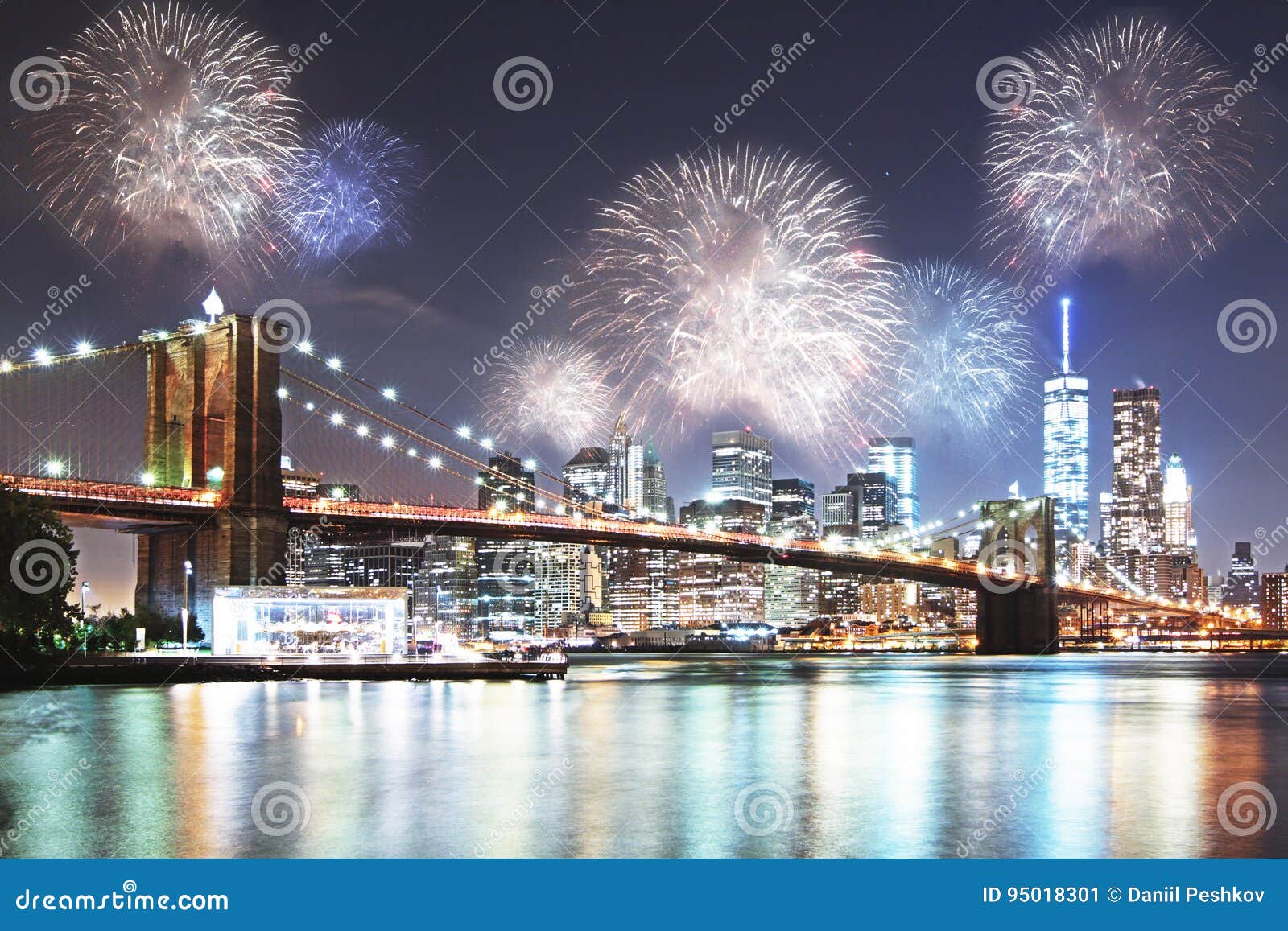 Night City with Fireworks Background Stock Image - Image of explosion ...