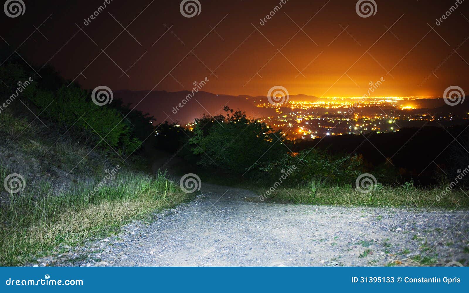 Night city landscape stock image. Image of lights, scene - 31395133