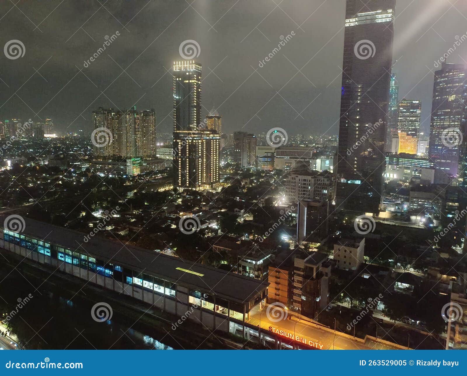 Night City Light Jakarta View Station Editorial Image - Image of city ...