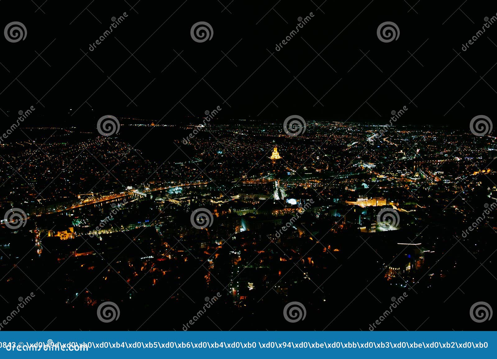 Night City Lights from Above Stock Image - Image of building, dusk ...