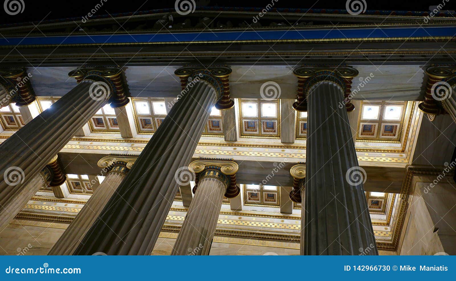 Night City Marble Columns stock photo. Image of europe - 142966730