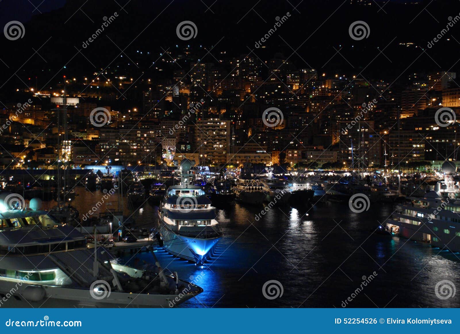 Night city Monaco stock photo. Image of france, europe - 52254526
