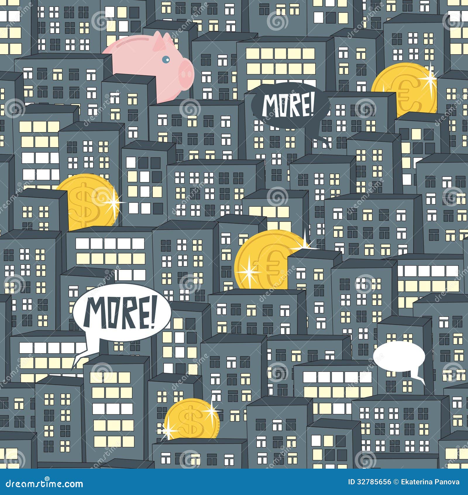 Night City and Money Seamless Pattern. Stock Vector - Illustration of ...