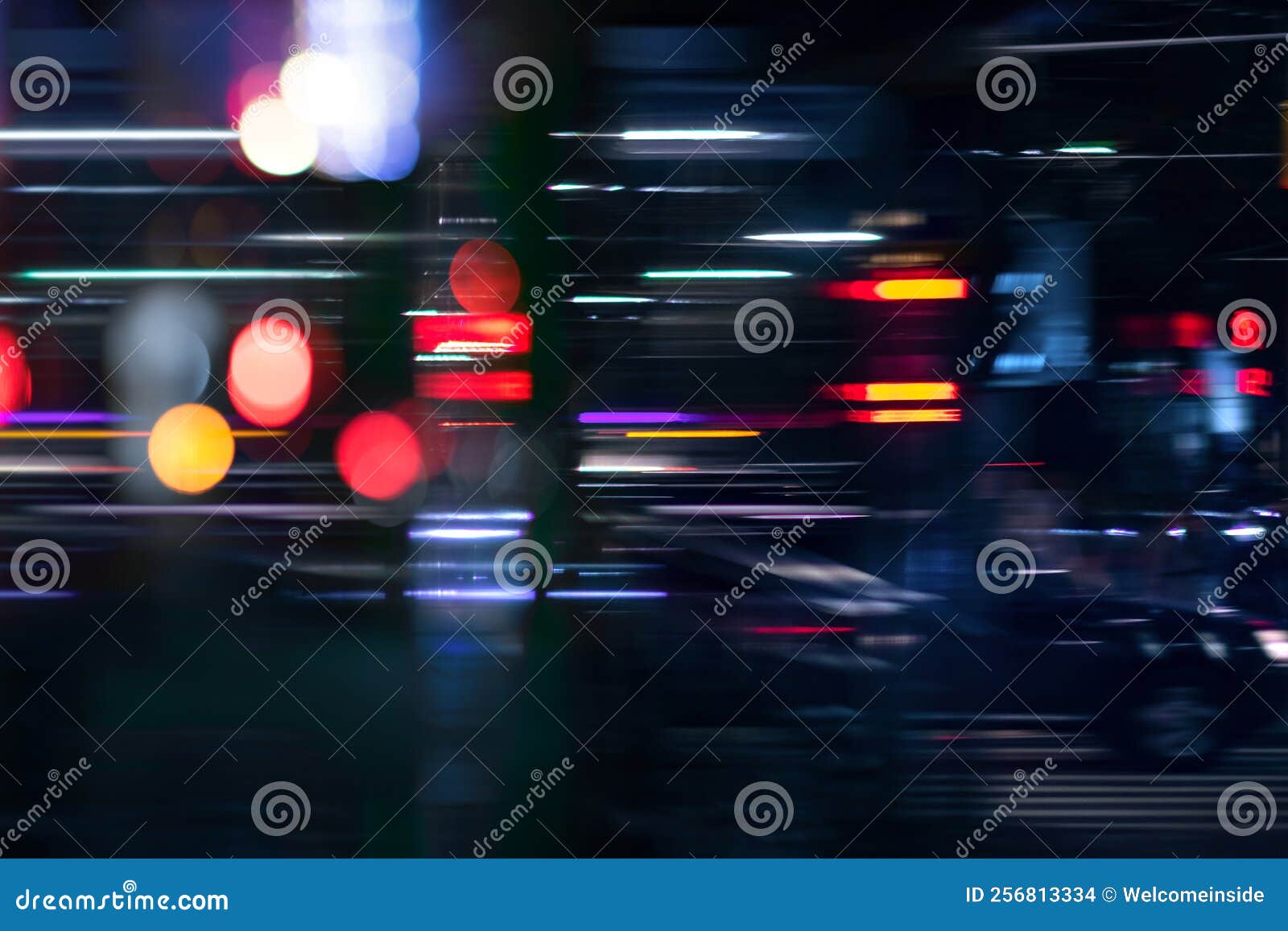Night City Motion Blur Windows Glass Reflection Traffic Movement Stock ...