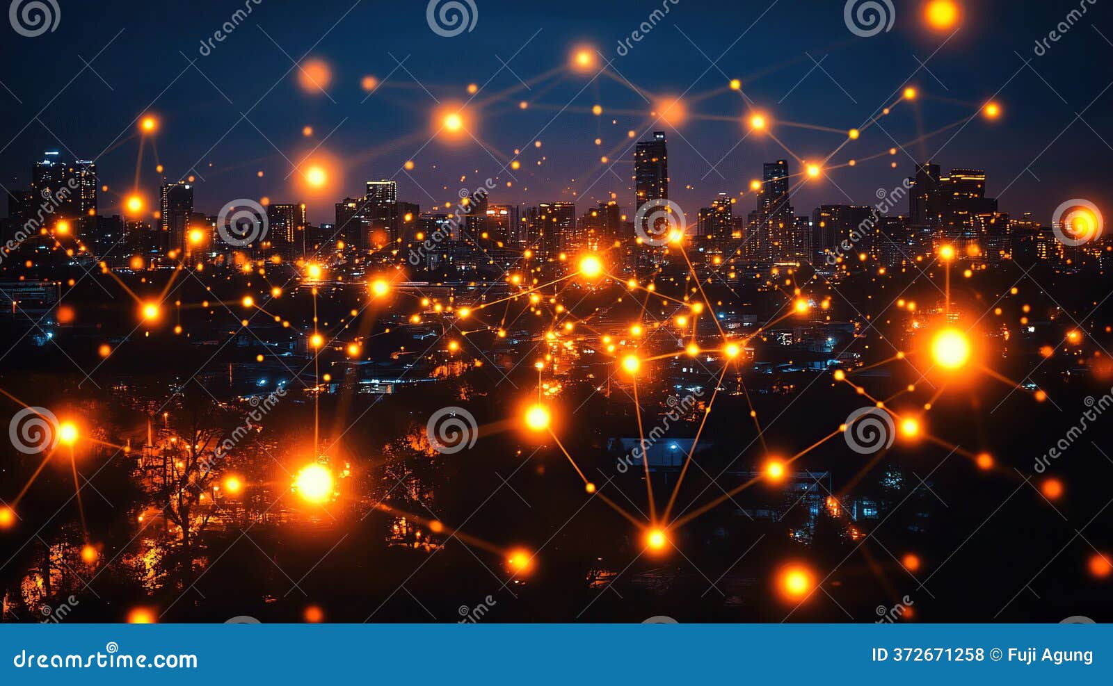Connected Urban Grid Shows Smart City Infrastructure. IoT Devices ...