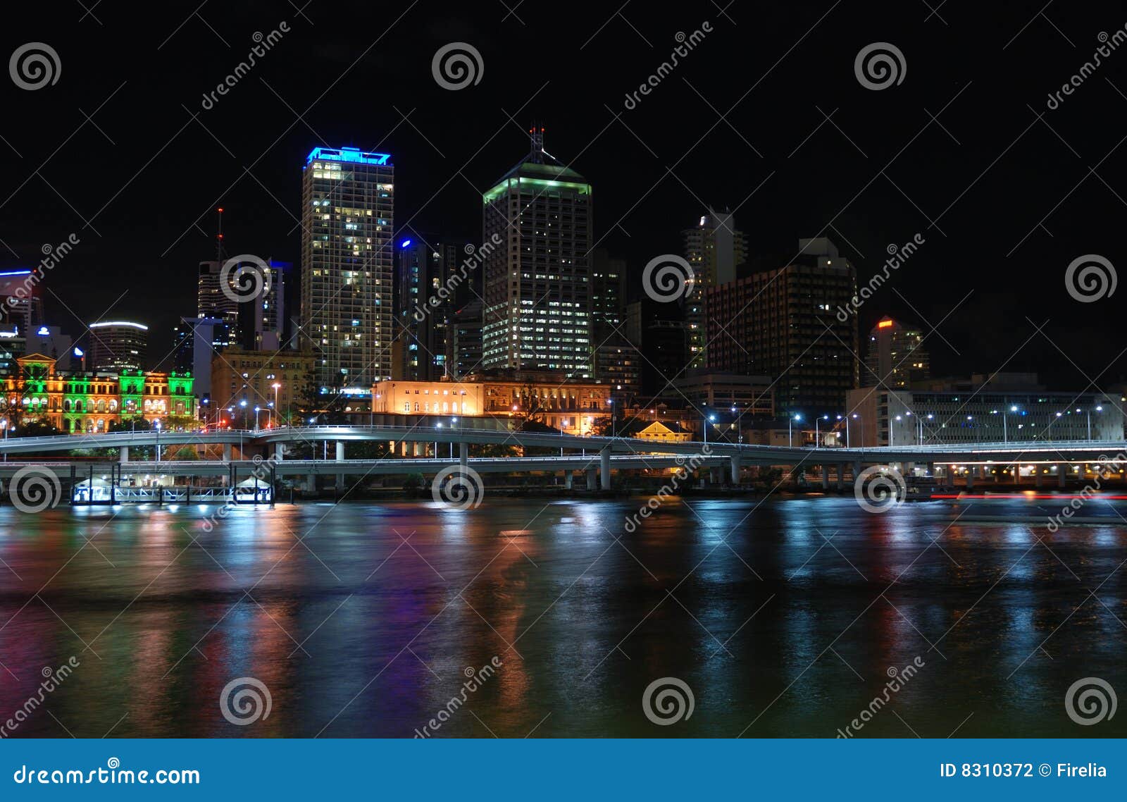 Night city with reflection stock photo. Image of colorful - 8310372