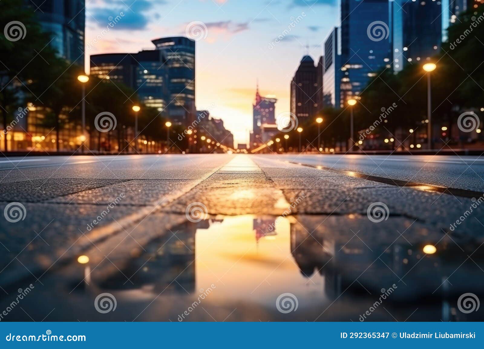 Night City, Road, View from Ground Level Stock Illustration ...